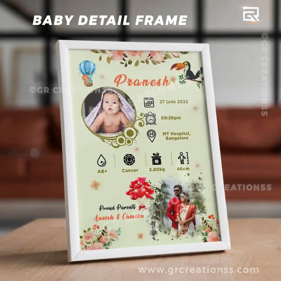Buy Customized baby detail frame online! | GR CREATIONSS